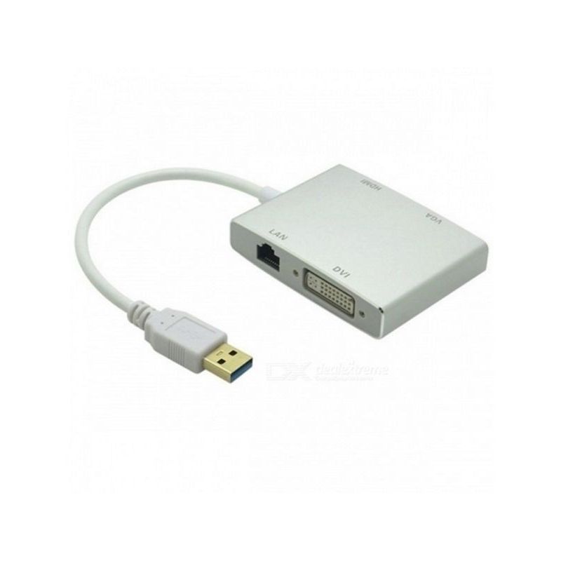 Fast Asia Adapter-konvertor USB 3.0 na HDMI + VGA+DVI + RJ45