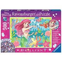 Ravensburger Brilliant Puzzle - Svetlucava slagalica 500 delova Disney Podvodni raj Male sirene 13327