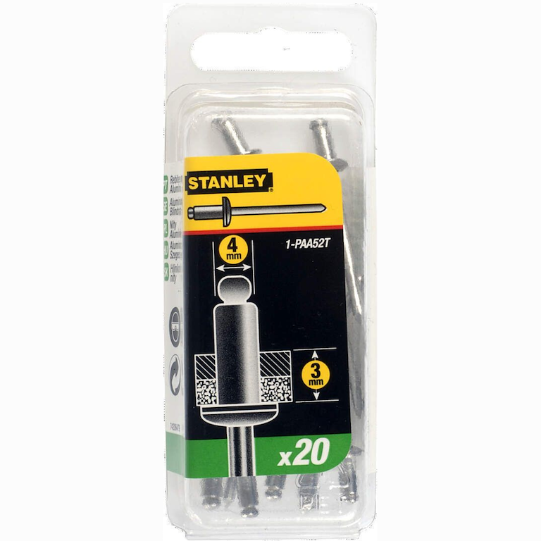 Stanley Aluminijumske nitne 4×3 mm, 20kom, 1-PAA52T