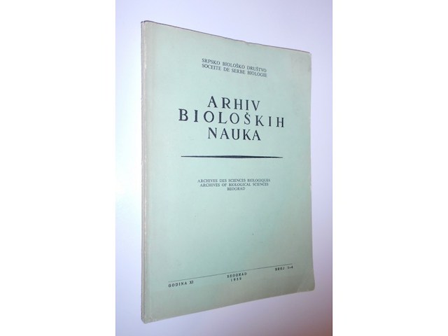 Arhiv bioloških nauka broj 1-4, 1959