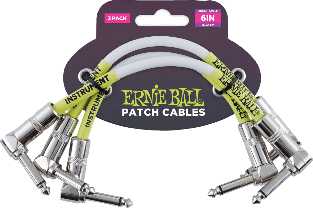 Ernie Ball 6051 6"/15cm Angle/angle Patch Cable 3-pack - White beli kablovi