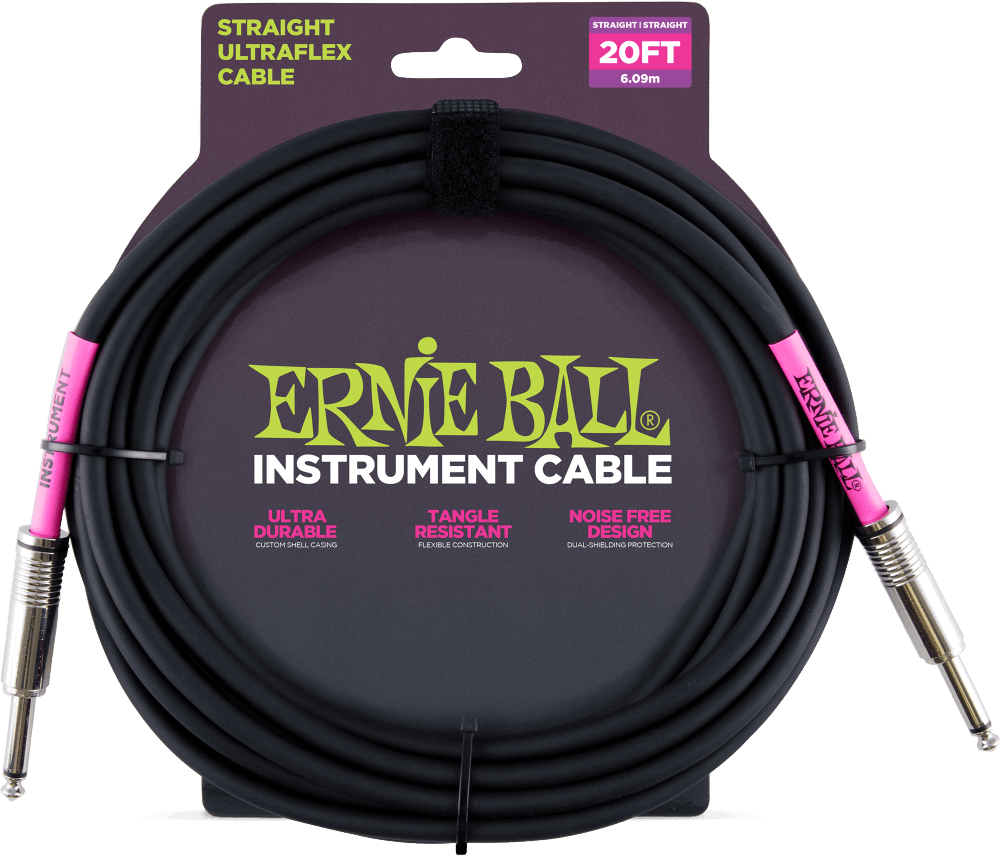 Ernie Ball 6046 20'/6m Straight/Straight Instrument Cable - Black crni instrumentalni kabel