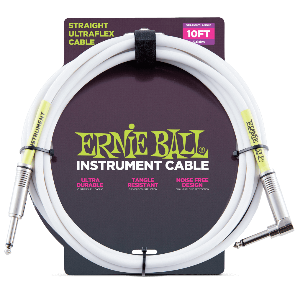 Ernie Ball 6049 10'/3m Straight/Angle Instrument Cable - White beli instrumentalni kabel
