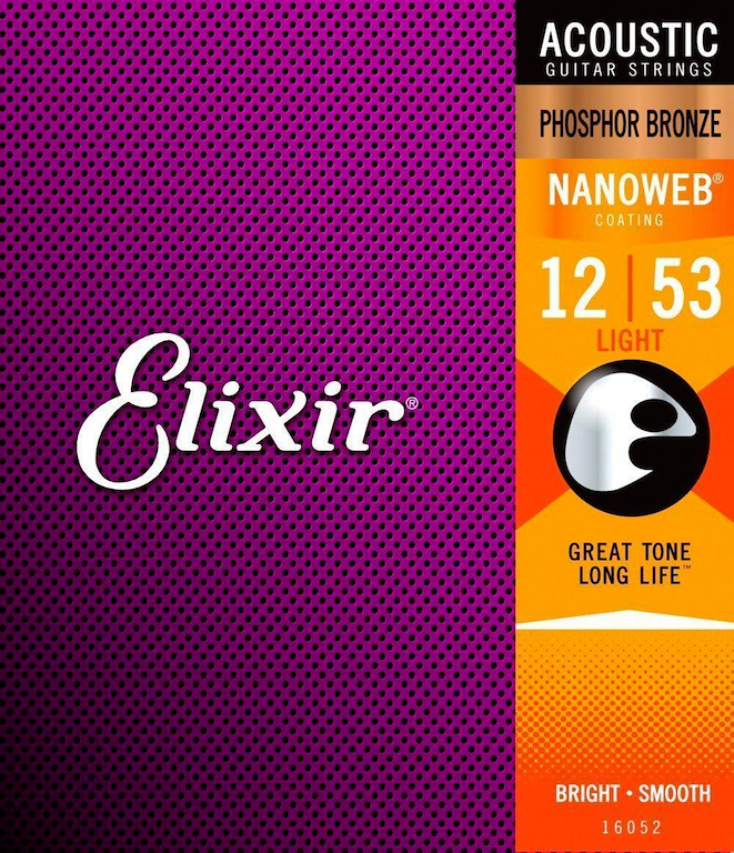 Elixir 16052 Acoustic NANOWEB Phosphor Bronze Light 12-53 žice za akustičnu gitaru