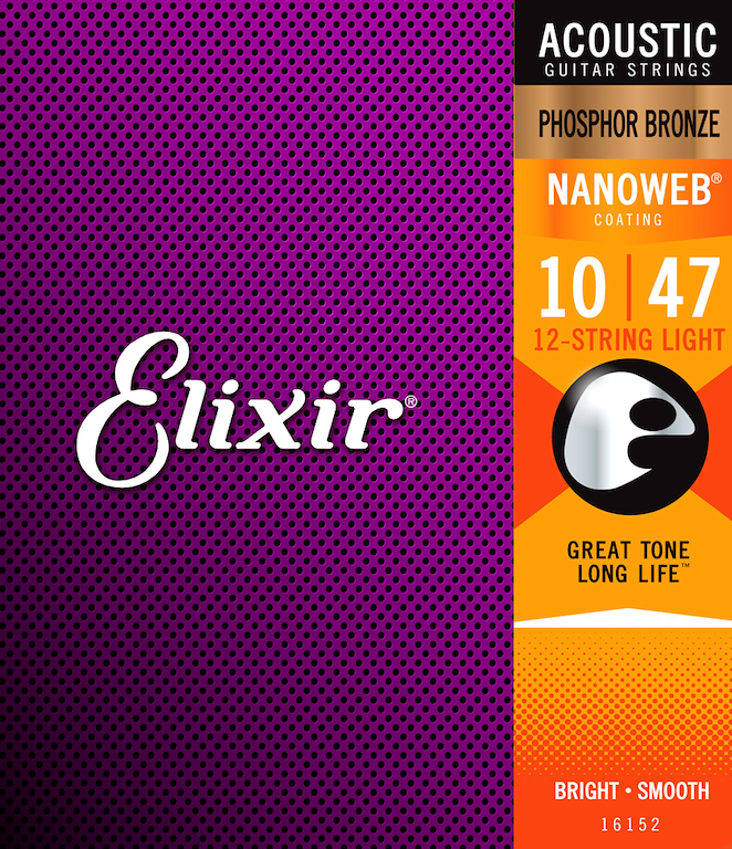 Elixir 16152 Acoustic NANOWEB Phosphor Bronze Extra Light 10-47 žice za 12-žičanu akustičnu gitaru
