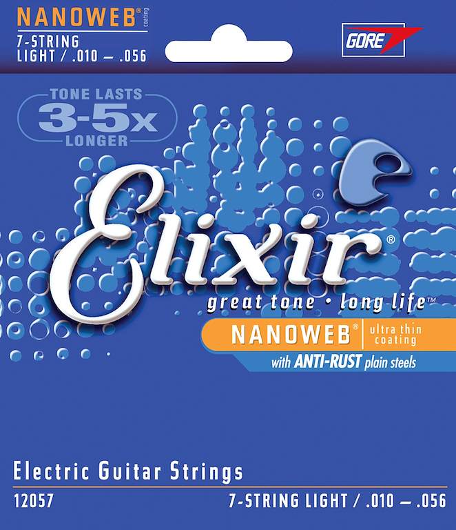 Elixir 12057 Electric NANOWEB Light 10-56 Žice za 7-String Električnu Gitaru