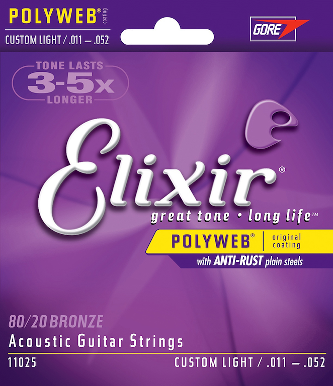 Elixir 11025 Acoustic POLYWEB 80/20 Bronze Custom Light 11-52 žice za akustičnu gitaru