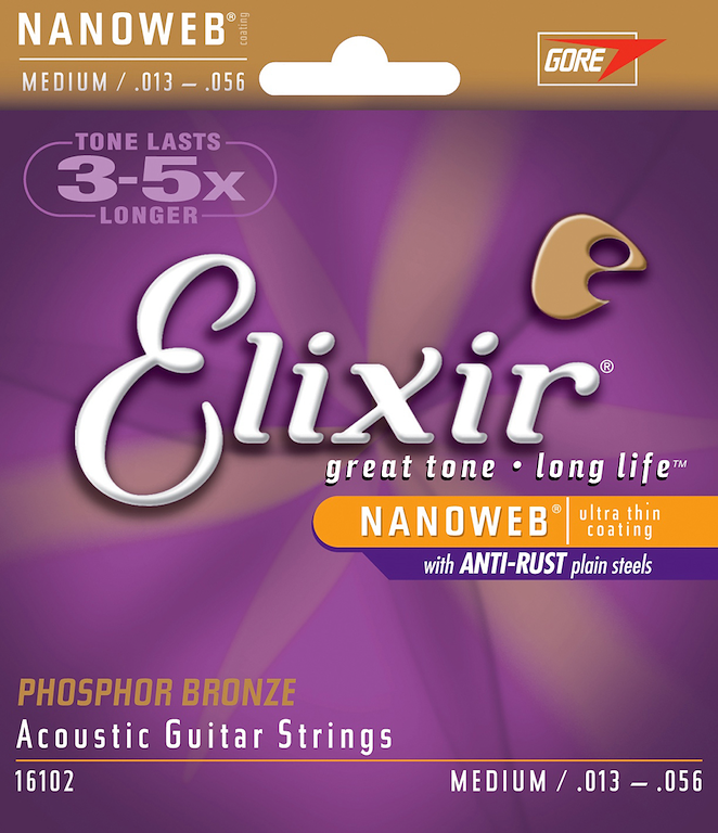 Elixir 16102 Acoustic NANOWEB Phosphor Bronze Custom Light 13-56 žice za akustičnu gitaru