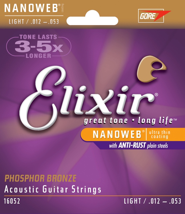 Elixir 16052 Acoustic NANOWEB Phosphor Bronze Light 12-53 žice za akustičnu gitaru