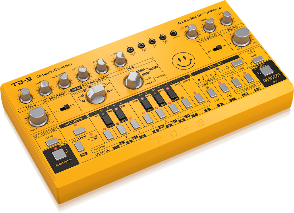 Behringer TD-3-AM Yellow Acid SMILEY Analog Bass Line Synthesizer