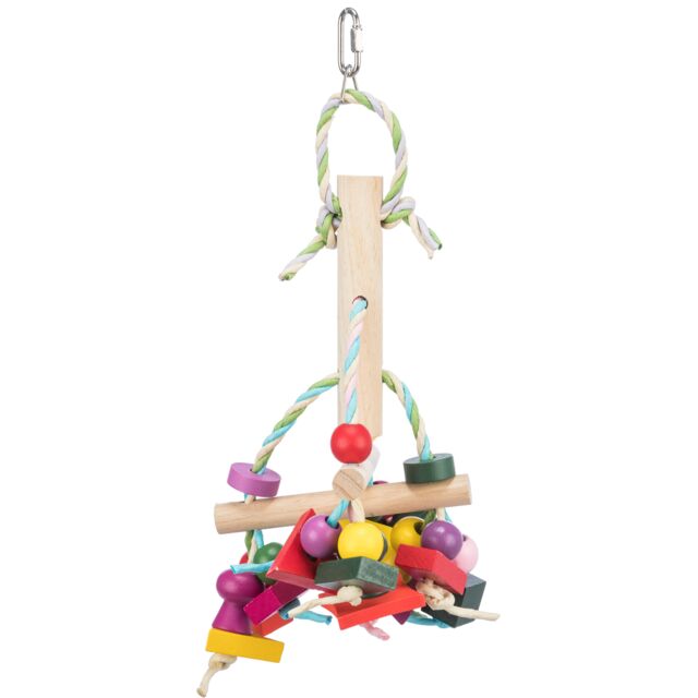 Trixie igračka za papagaje od drveta, kože i kanapa 31cm
