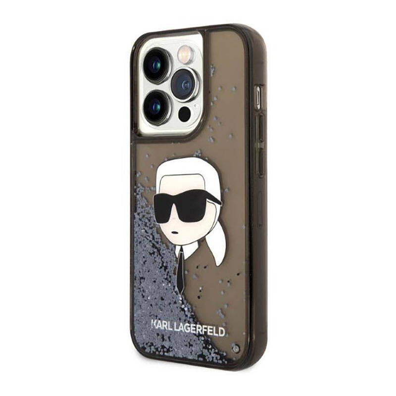 Futrola Karl Lagerfeld Liquid Glitter NFT Karl’s Head Hard za Iphone 14 Pro Max crna Full ORG (KLHCP14XLNKHC)