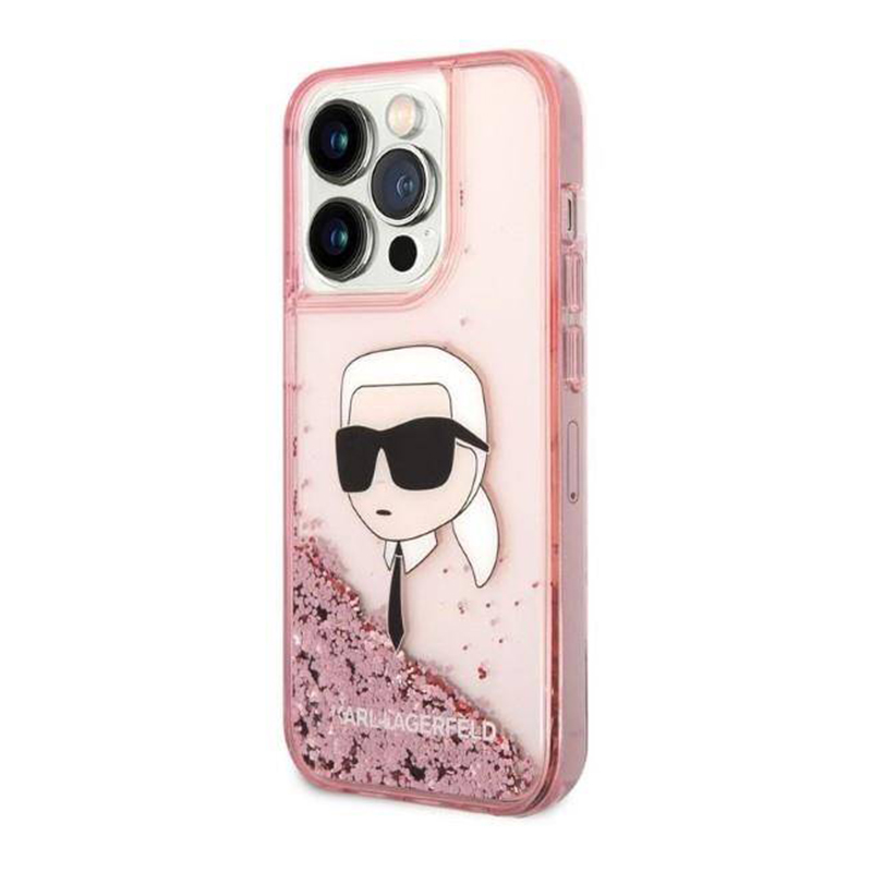 Futrola Karl Lagerfeld Liquid Glitter NFT Karl’s Head Hard za Iphone 14 Pro pink Full ORG (KLHCP14LLNKHC)