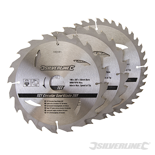 Kruzne testere vidija 20, 24, 40T 3kom/pak 190x30-25, 20mm prsten