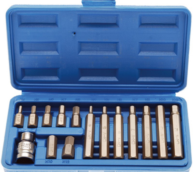 Set bitova imbus 10mm sa adapterom 1/2", 15 delova