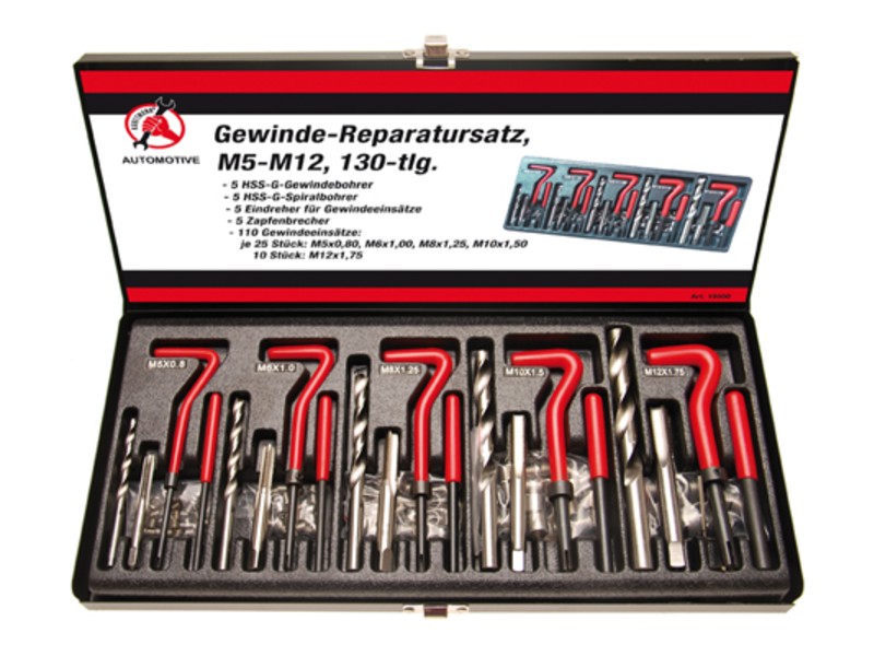 Set za reparaciju navoja M5-M12, 130 delova