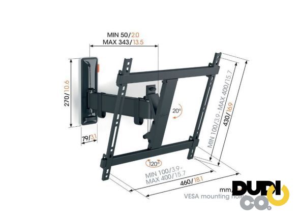 VOGELS TVM 3423 ZGLOBNI Zidni nosač, 32-65'', 25KG