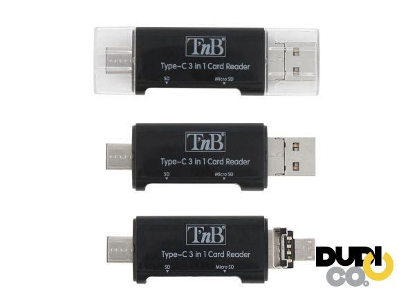 TNB TCREAD3IN1 čitač kartica SD/MICRO SD, USB-C/USB/MICRO USB