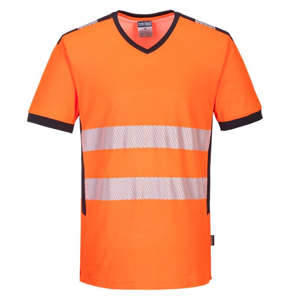 Majica sa V izrezom HI VIS PW310OBR narandžasto/crna