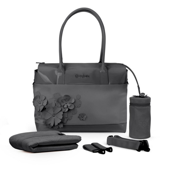 Cybex torba Simply flowers dark grey, siva