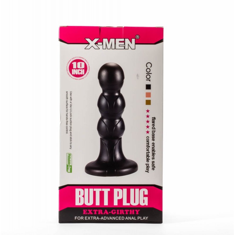 X-Men 10" Extra Girthy Butt Plug Black V XMEN000164 / 8071