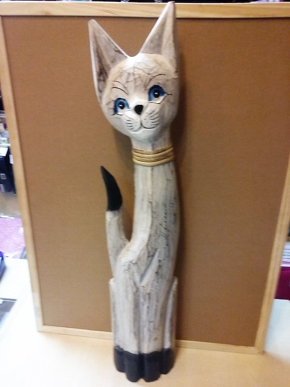 Figura mačka drvena bež