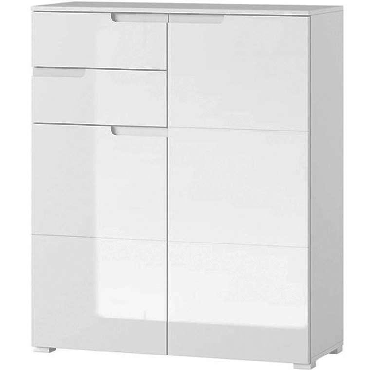 Selene 7 komoda 2 vrata+2 fioke 100x40x119 cm bela visoki sjaj