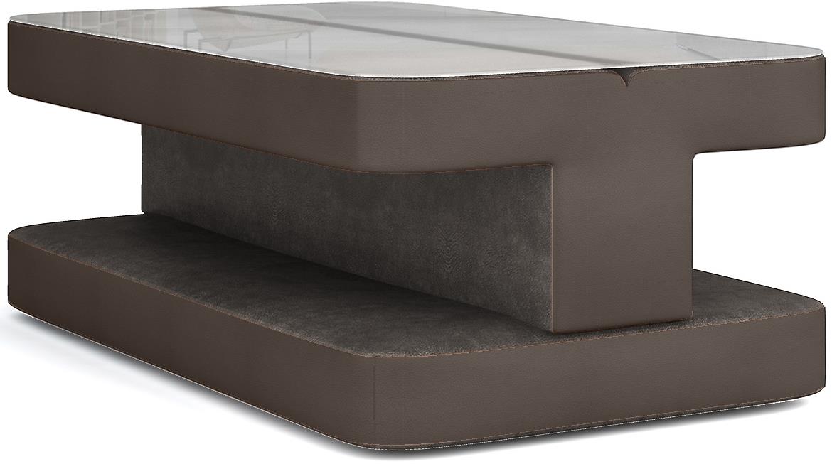 Douglas klub sto 125x73x45 cm braon ekokoža/braon tkanina