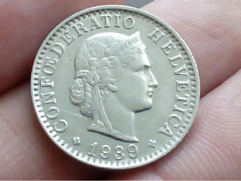 Svajcarska, 20 rapena 1939