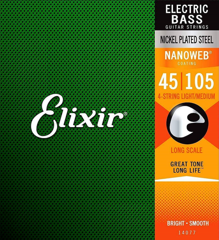 Elixir 14077 Electric Bass NANOWEB Medium Long Scale 45-105 žice za 4-žičanu bas gitaru
