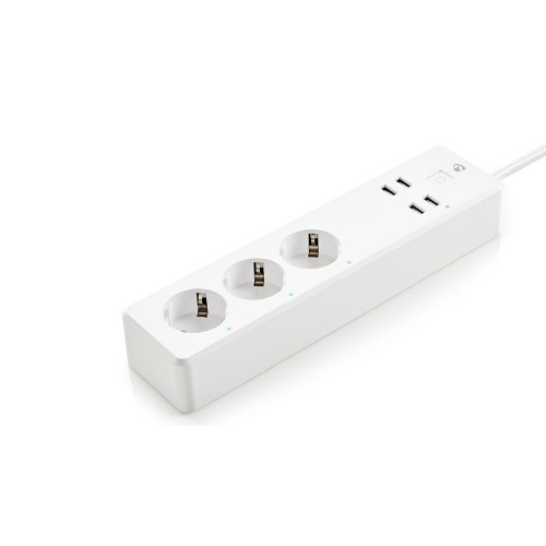 Smart Extension Socket 3x Schuko Type F 4x USB 16 A Wi-Fi