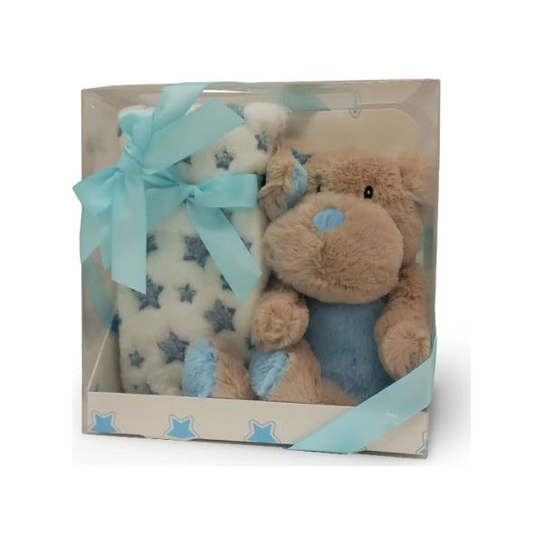 BBO Set Plišana igračka i bebi ćebence Dog Blue 20T0149-1DOGBL