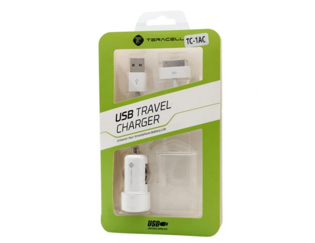 Teracell (81984) auto punjač USB 3.0 1A sa iPhone 4 kablom beli