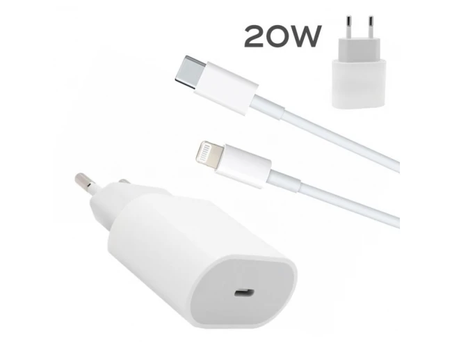 3G (90959) kućni brzi punjač 20W 3A za iPhone 11/12 sa kablom Tip C (muški) na lightning (muški) beli
