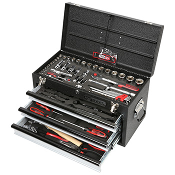 KS Tools sanduk za alat sa 1/4"+1/2" CHROMEplus i GEARplus univerzalnim setom alata, 99-delni 918.0100