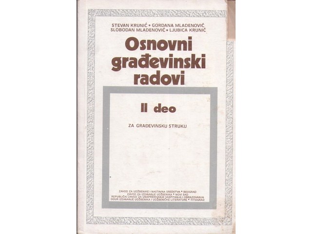 Osnovni gradjevinski radovi II deo za gradjevinsku stru