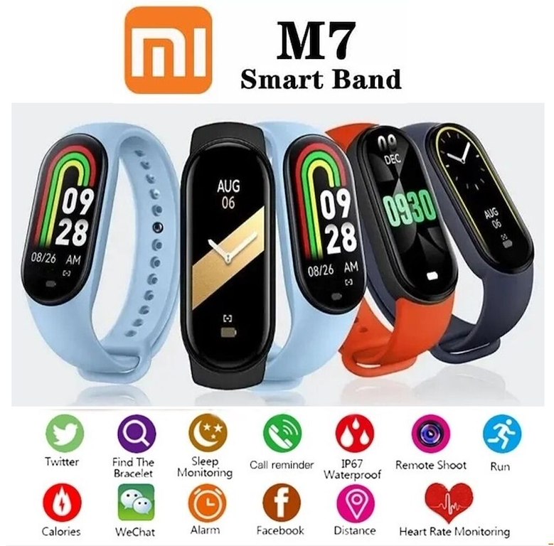 M7 Smart Fitnes Watch Boje: Crna, Ljubičasta, Bela Aplikacija