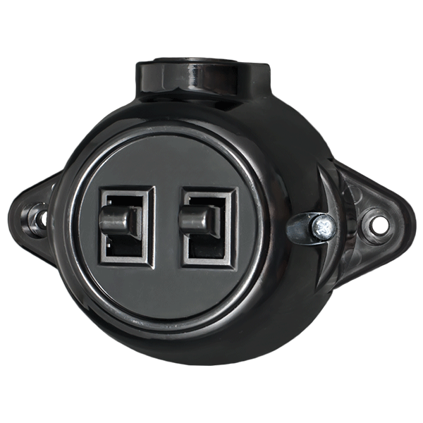 ANTIQUE TWO BUTTON ONE WAY SWITCH 10А 250V BLACK