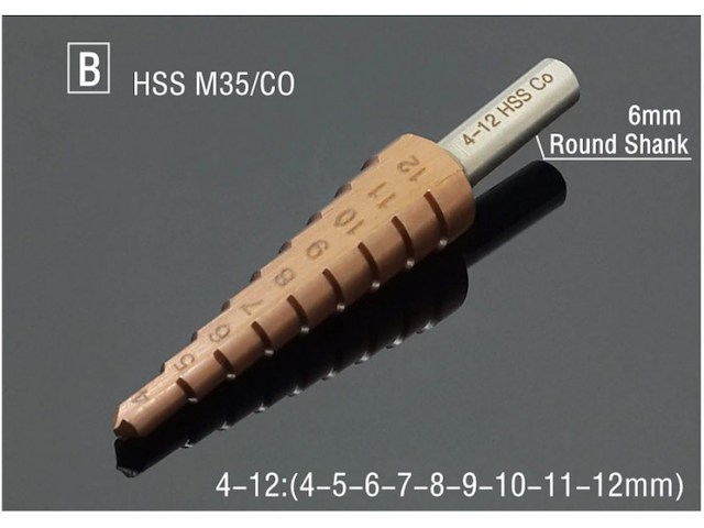 Alat - Stepenasta burgija HSS M35 Co φ 4-12mm (No1)