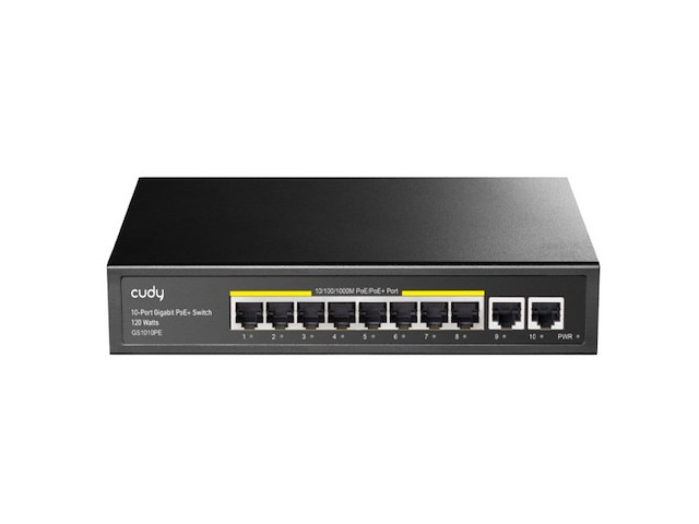 Cudy GS1010PE 8-Port Gbit PoE+ Switch with 2 Gbit Uplink Ports 120W, steel case