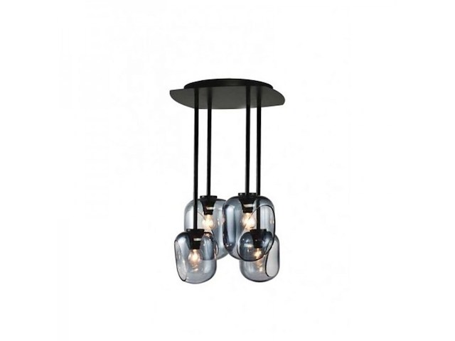 LUNA 104 LUSTER 4*E14 BLACK/SMOKED GLASS