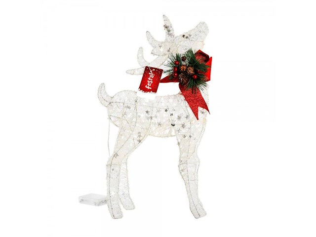 Novogodišnja dekoracija - jelen beli 51cm