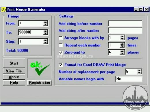 PRINT MERGE NUMERATOR