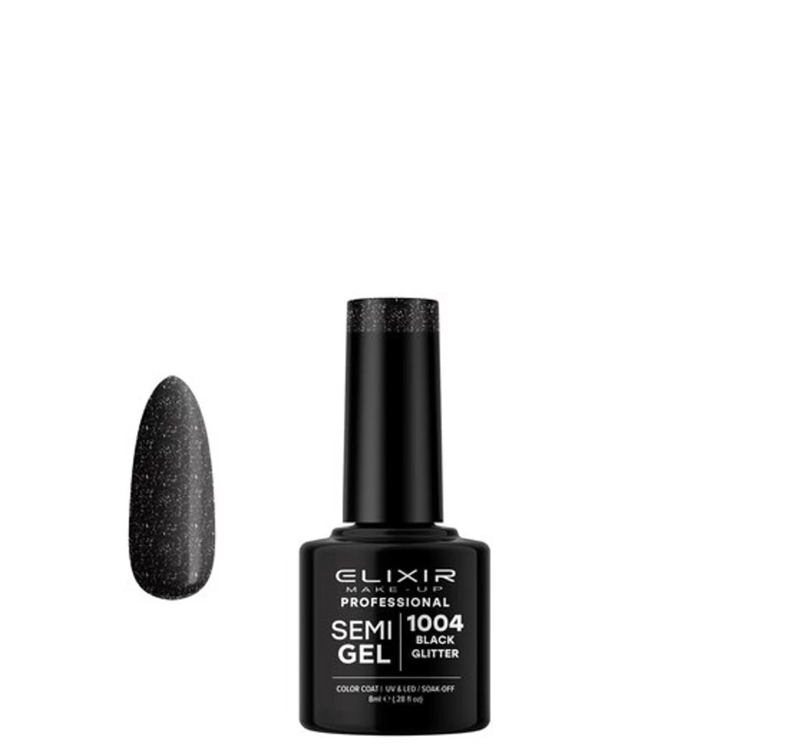 ELIXIR SEMI GEL LAK U BOJI 8ML 1004 GLITTER BLACK