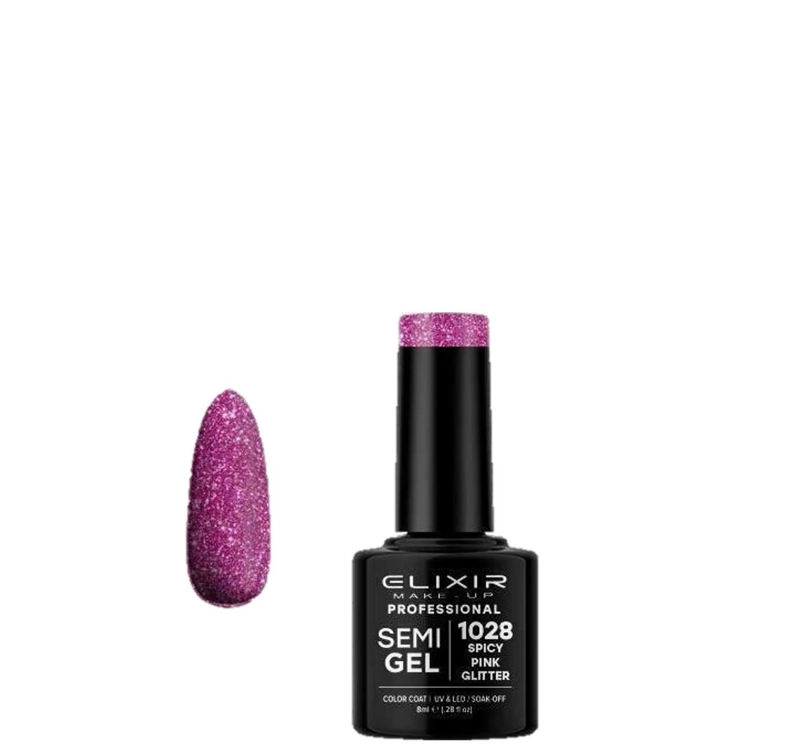 ELIXIR SEMI GEL LAK U BOJI 8ML 1028 GLITTER SPICY PINK