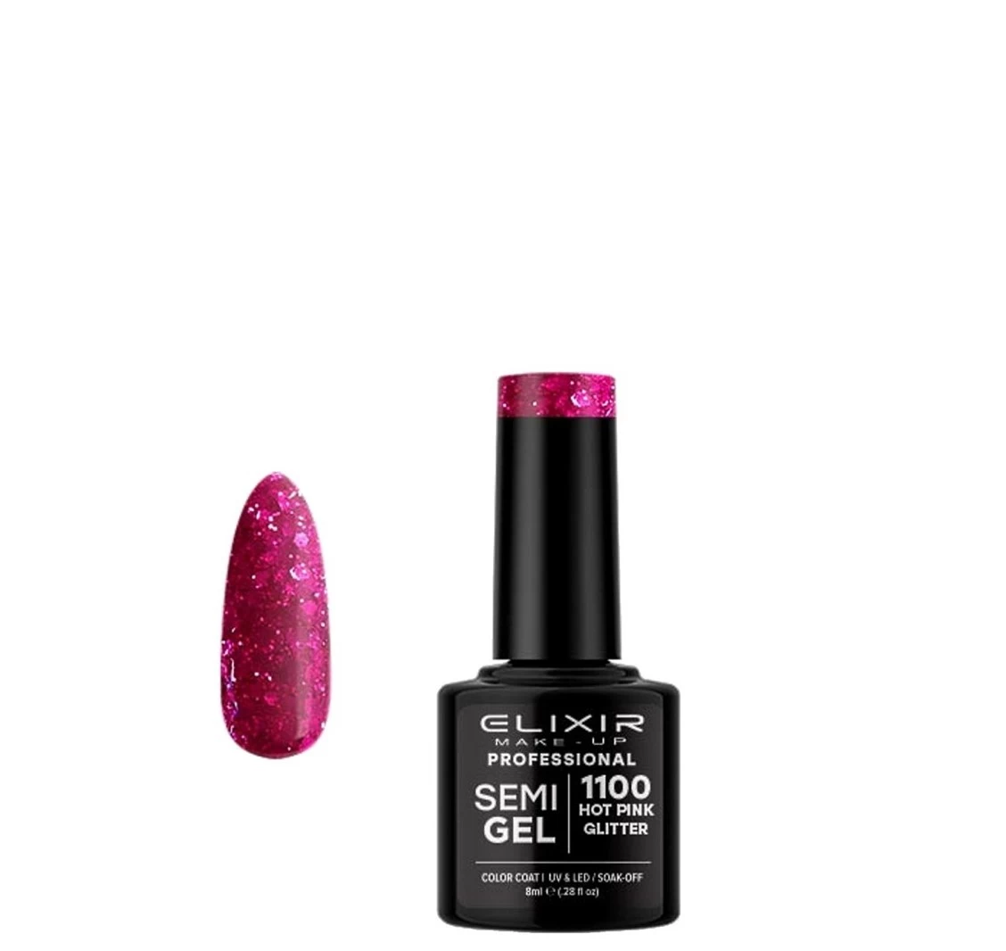 ELIXIR SEMI GEL LAK U BOJI 8ML 1100 GLITTER HOT PINK