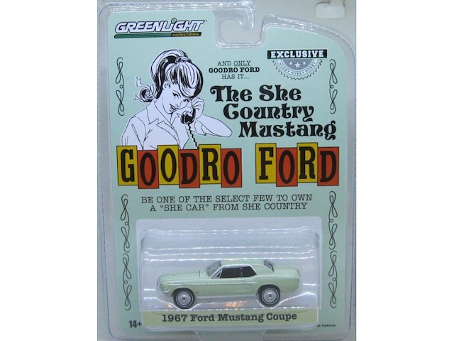 1:64 greenlight ford mustang `67 coupe