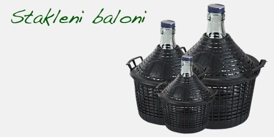Stakleni balon - pletara sa čepom 25L