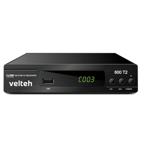 VELTEH Digitalni risiver 600T2 HDMI, USB, Koaksijalni audio izlaz, AV skart izlaz, Crna