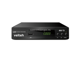 VELTEH Digitalni risiver 600T2 HDMI USB Koaksijalni audio izlaz AV skart izlaz Crna